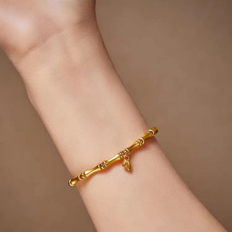 ORIGINAL GOLD BAMBOO KNOTS AND LEAVES BRACELET – kisall