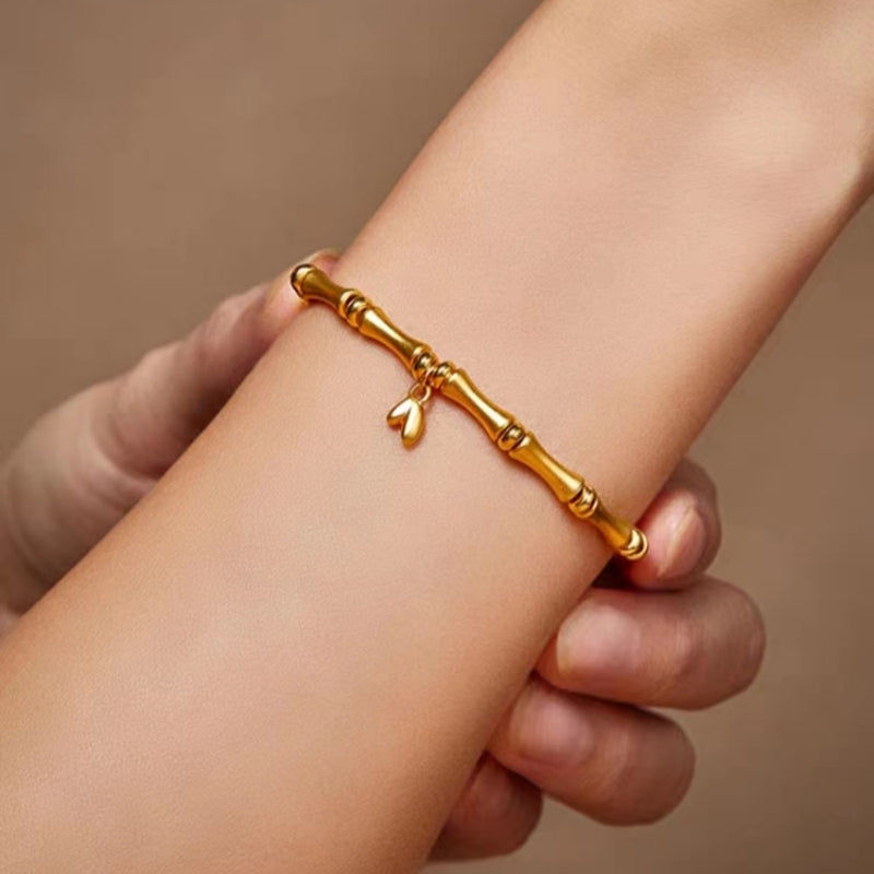ORIGINAL GOLD BAMBOO KNOTS AND LEAVES BRACELET – kisall
